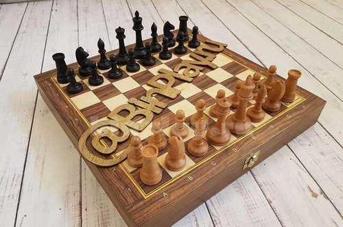 Шахматный ларец Турнирный бук, 40мм с фигурами бук