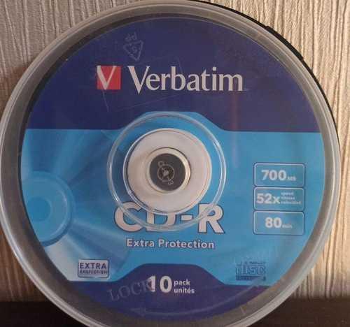 Verbatim диски для записи CD-R, 700 мб, 9 шт