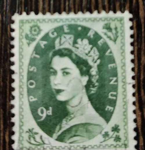 Марка 9 пенсов 1966 Англия Королева Елизавета II