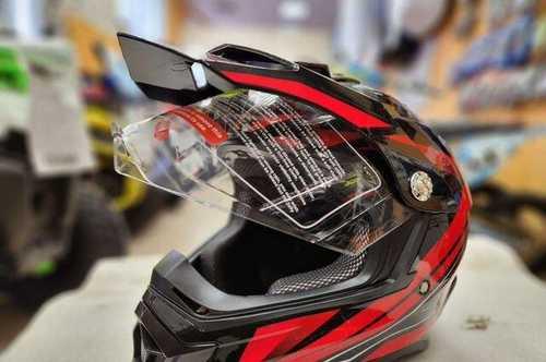 Шлем мото мотард hizer B6196-1 black/red