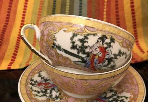 Чашки и чайная пара гейша Япония винтаж