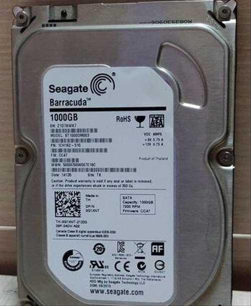 HDD 1000 Гб, Seagete SATA-3, 7200 об/мин