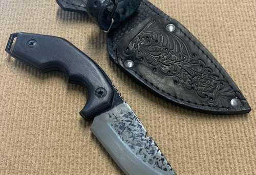 Нож шкуросьемный кованый с чехлом кожа