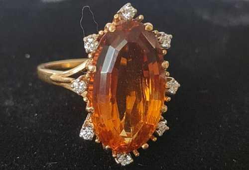 Бриллиантовое кольцо с цитрином 18 карат