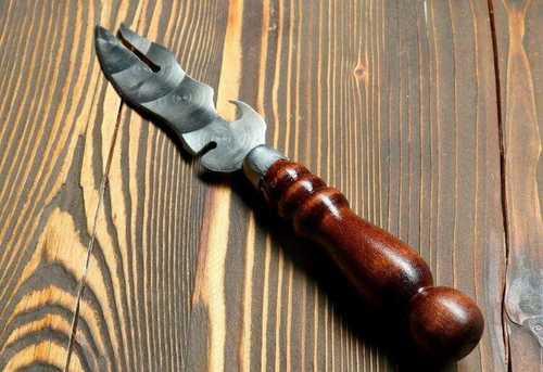 Нож-вилка с деревянной ручкой для барбекю мангала