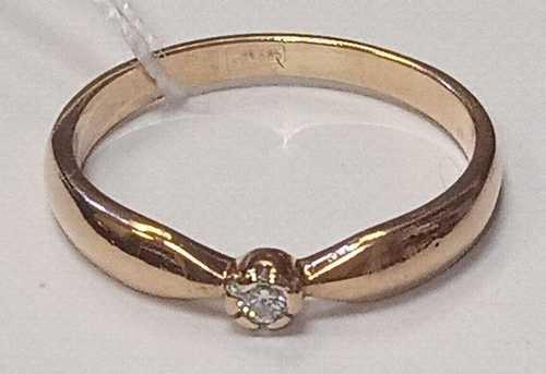 Золотое кольцо с бриллиантом (17130)