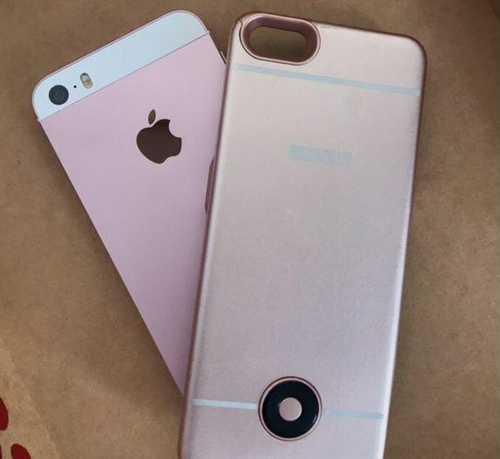 Чехол-зарядка на iPhone 5/5s/SE розовый