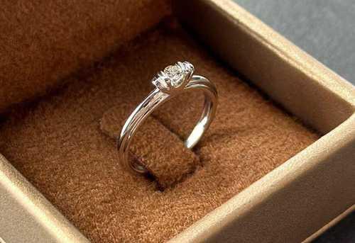 Золотое кольцо с бриллиантом 0.1 ct