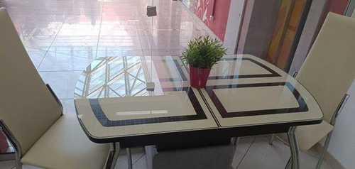 Обеденный стол Асти раскладной со стеклом в Наличи