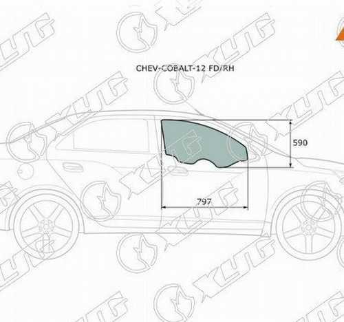 Стекло боковое опускное chevrolet cobalt