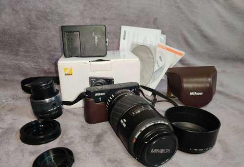 Nikon 1 j1 + minolta 100-300, полный комплект