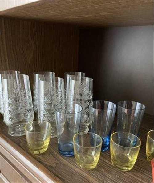 Бокалы стаканы рюмки СССР цветное стекло