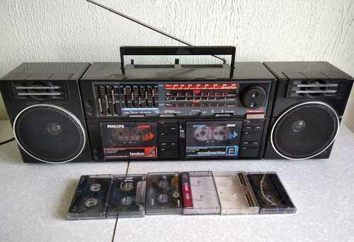 Винтаж 2-х кассетная рабочая"Philips D 8458"1986 Г