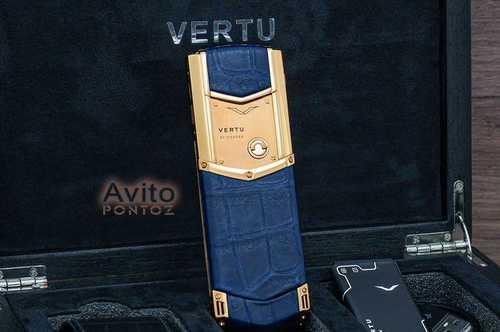 Vertu Signature Gold синий крокодил