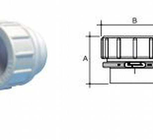 Пп концевой адаптер прямой HepvO 32 мм