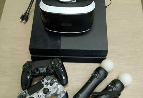 Комплект: Sony PS4 + виар шлем + мувы