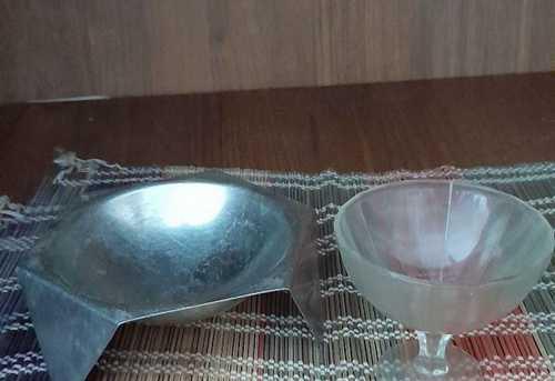 Креманки винтажные стекло и нержавейкп