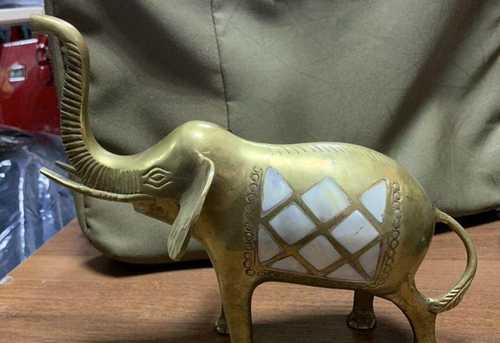 Статуэтка слон,Индия,латунь,глазурь
