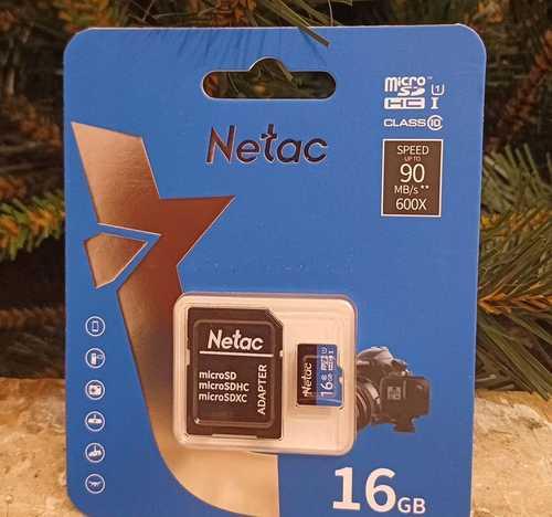 Карта 16 гб microSD Netac P500 Standard с адаптеро