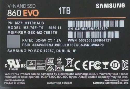 Ssd Samsung 860 evo 1Tb original