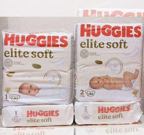 Подгузники Huggies elite soft 1(84), 2(82)