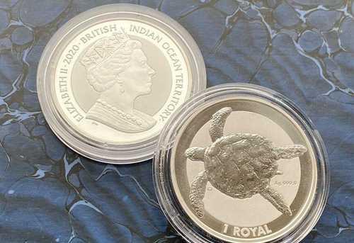 Монета Морская Черепаха, серебро 2020