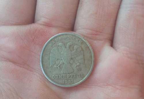 Монета 1 рубль 1997 года с широким кантом