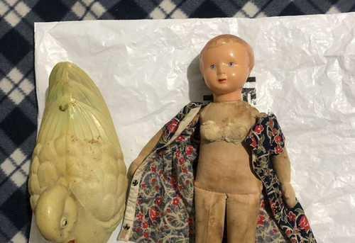 Старинные игрушки -кукла и утка