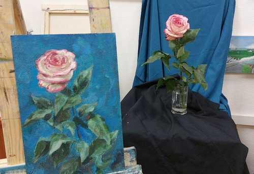 Картина маслом роза