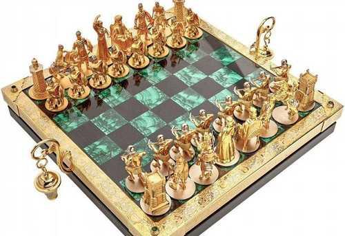 Шахматы ручной работы, малахит Турецкое сражение
