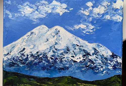 Картина маслом на холсте гора Эльбрус Кавказ