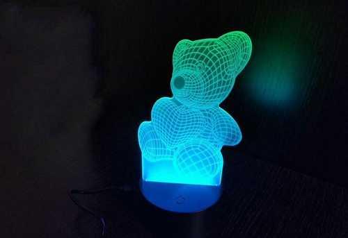 Новый Светодиодный 3D Светильник Мишка+Динозавр