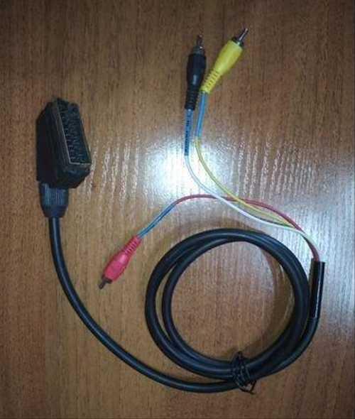 Кабель соединительный scart - 3RCA, 1.5 м