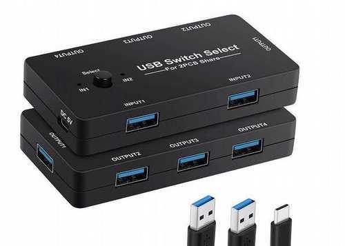 USB 2.0 переключатель switcher - 2*4