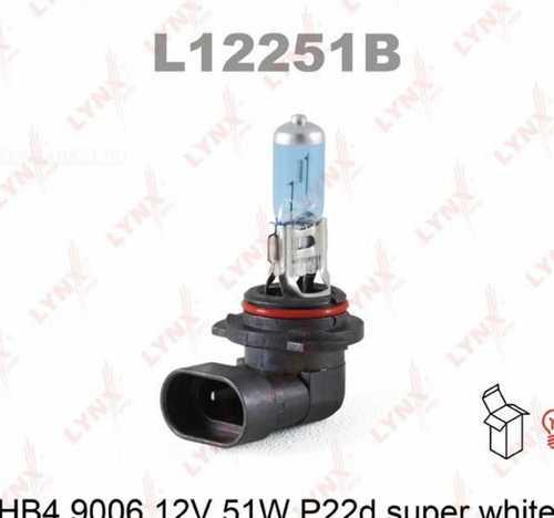 Lynxauto L12251B Лампа HB4 9006 12V 51W P22D super white