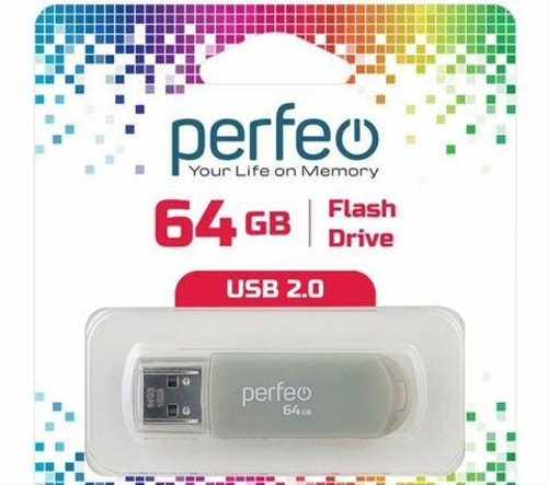 Флешка 64Gb USB 2.0 Perfeo C03, серый PF-C03GR064