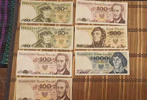 Купюры банкноты польские 80х годов