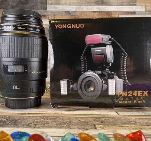 Canon EF 100mm f/2.8 USM Yongnuo YN24ex Macro TTL