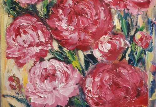 Картина " розовые пионы любви"
