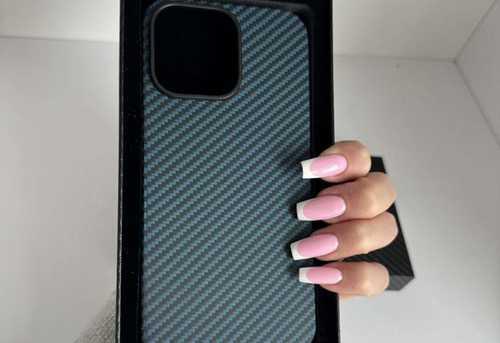 Чехол карболовый iPhone 14 pro max blue magsafe