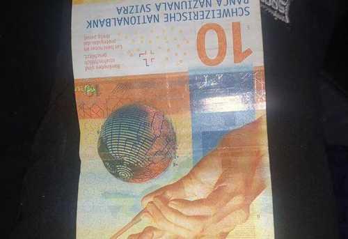 Банкнота номиналом 10 франков 2016 гШвецария