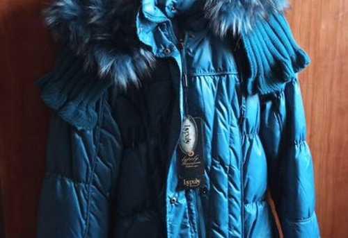 Куртка зимняя, женская, бирюзового цвета