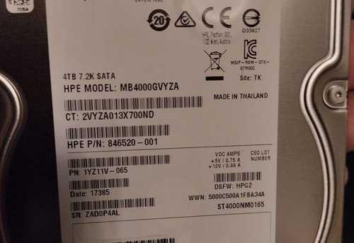 Жесткий диск HP SATA 3.5" 4Tb