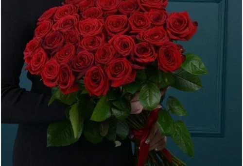 Букет из 35 красных роз 60 см