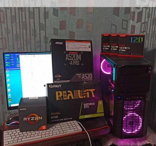 Игровой пк: Ryzen 5 2600/GTX1660Ti/16gb/M.2 Nvme