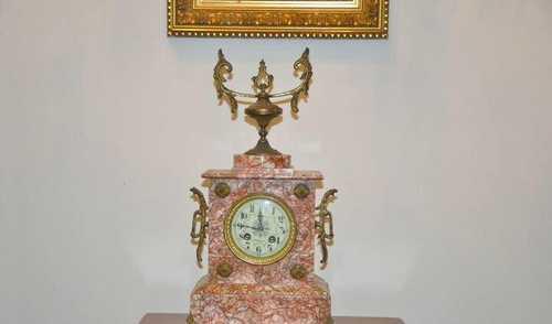 Часы каминные настольные мрамор камень Франция