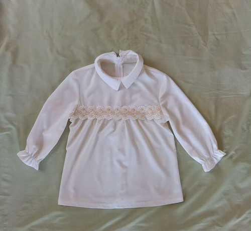 Блуза Кофта белая школьная нарядная Рост 128
