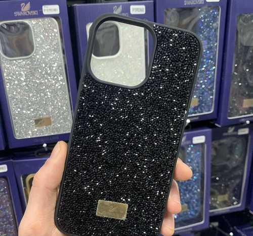 Чехол на iPhone Swarovski со стразами черный