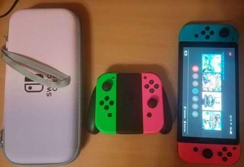 Nintendo switch oled + чехол и 2 джой кона