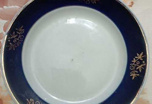 Тарелка десертная кобальт с позолотой